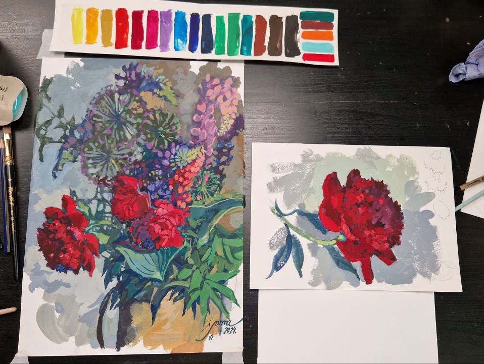 Цветы. Курс рисования гуашью художника Анны Хопта